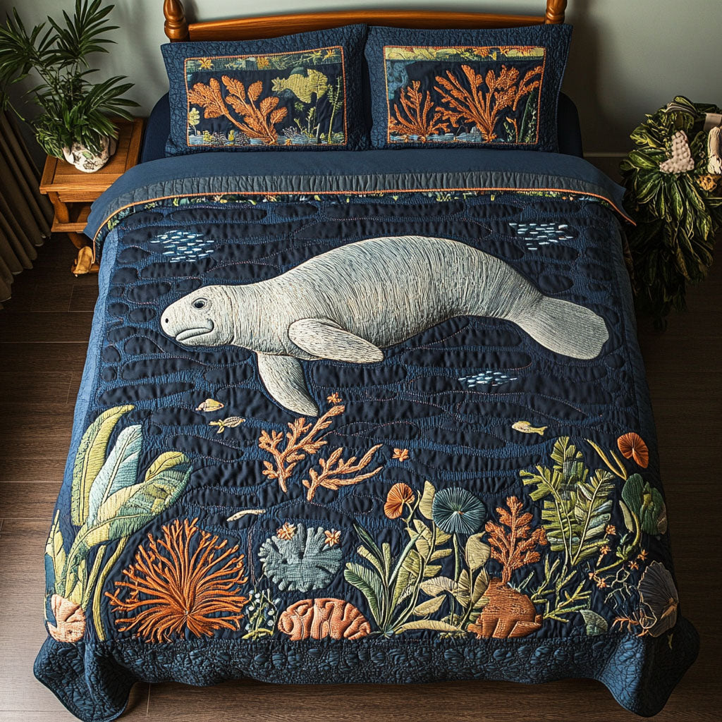 Manatee Dreamscape 3-Piece Quilted Bedding Set NCU0NT2884 – Vantique
