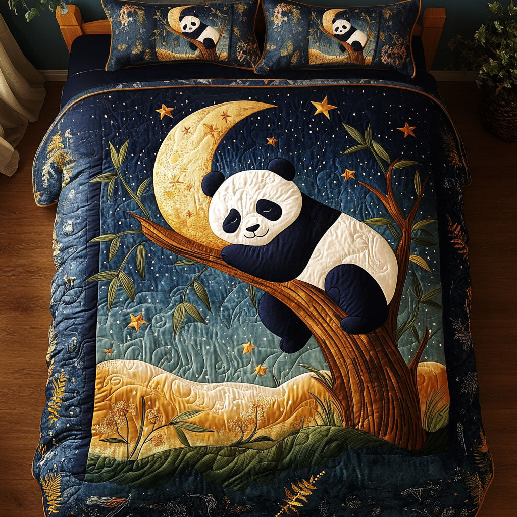 Moonlit Panda Dream 3-Piece Quilted Bedding Set NCU0NT3054 – Vantique
