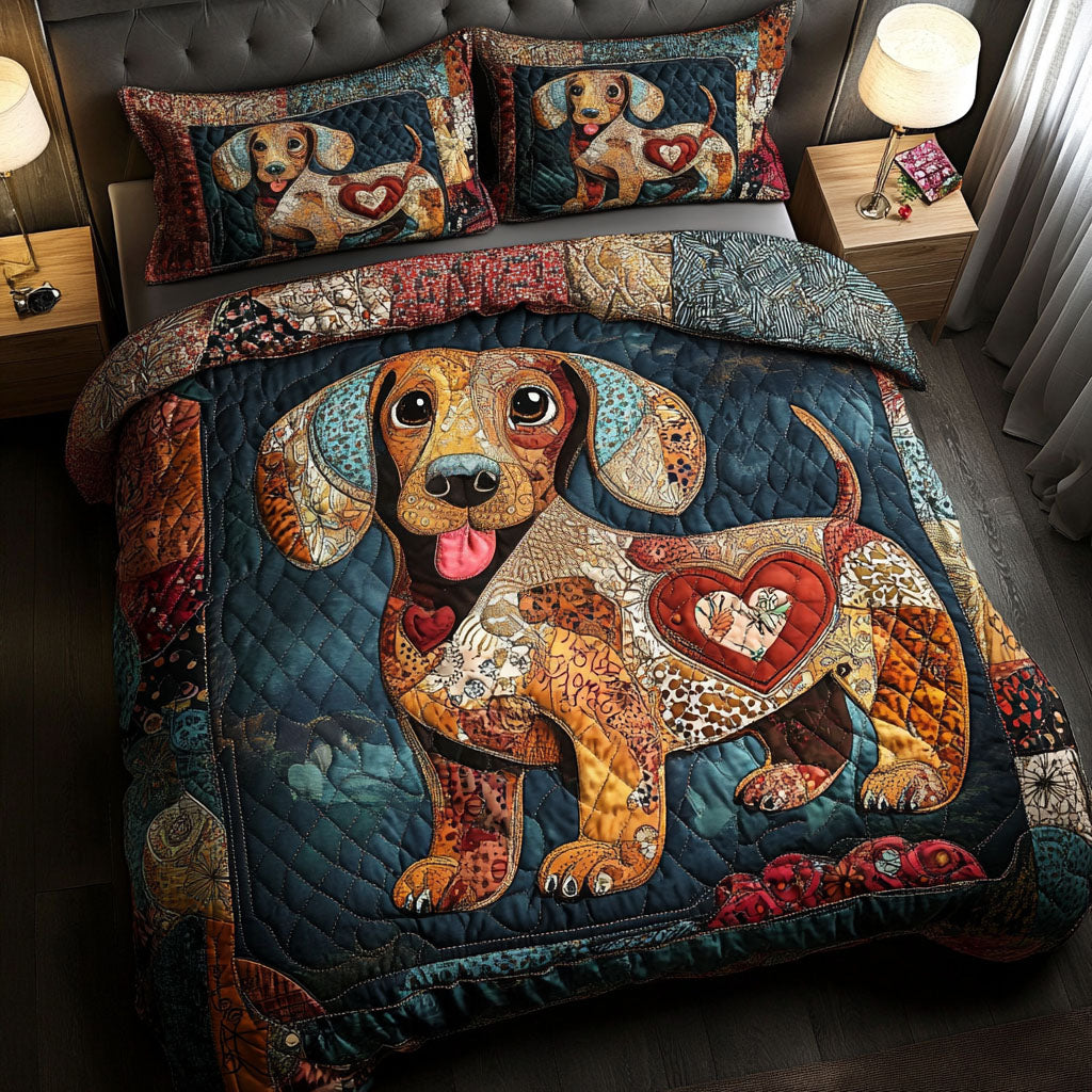 Patchwork Pup 3-Piece Quilted Bedding Set NCU0NT4990 – Vantique