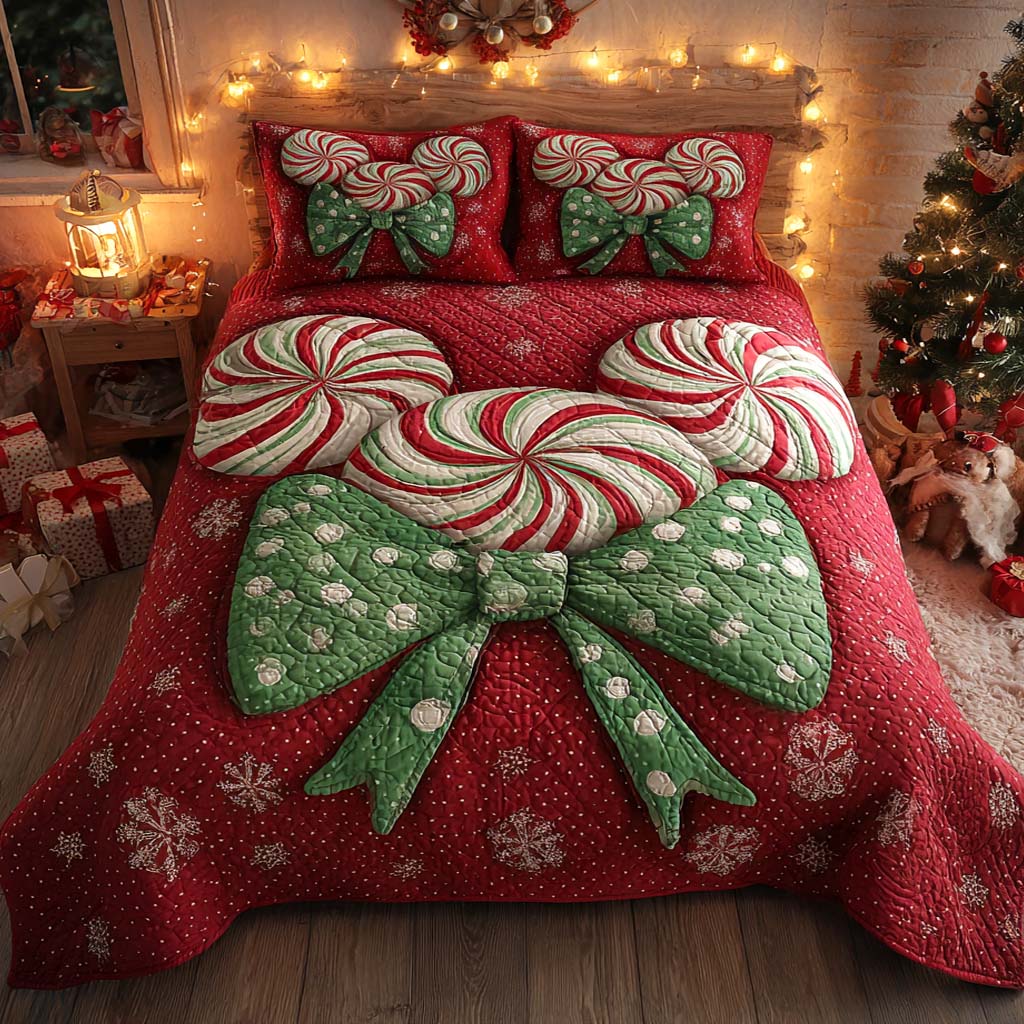 Peppermint Charm 3-Piece Quilted Bedding Set NCU0XD549 – Vantique