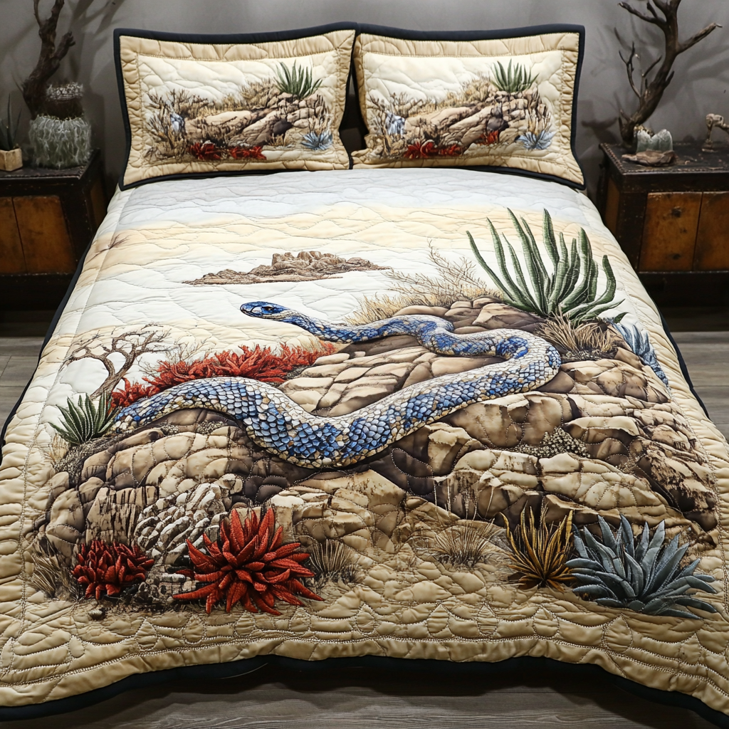 Snake Serenity 3-Piece Quilted Bedding Set NCU0VH4643 – Vantique