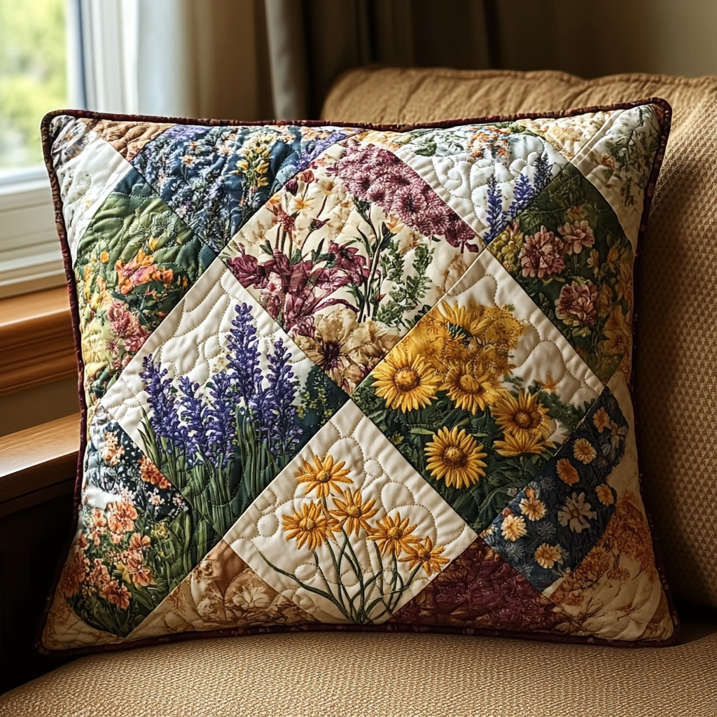 Spring Flowers Patchwork v2 Quilted Pillow Case NCU0DV5395 – Vantique