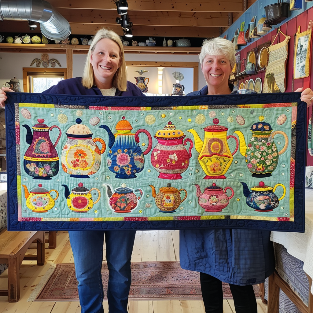 Whimsical Teapot Quilted Table Runner NCU0LL030 – Vantique