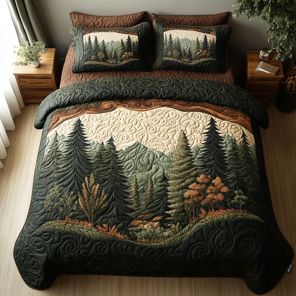 Woodland Wanderlust 3-Piece Quilted Bedding Set NCU0DV4741 – Vantique