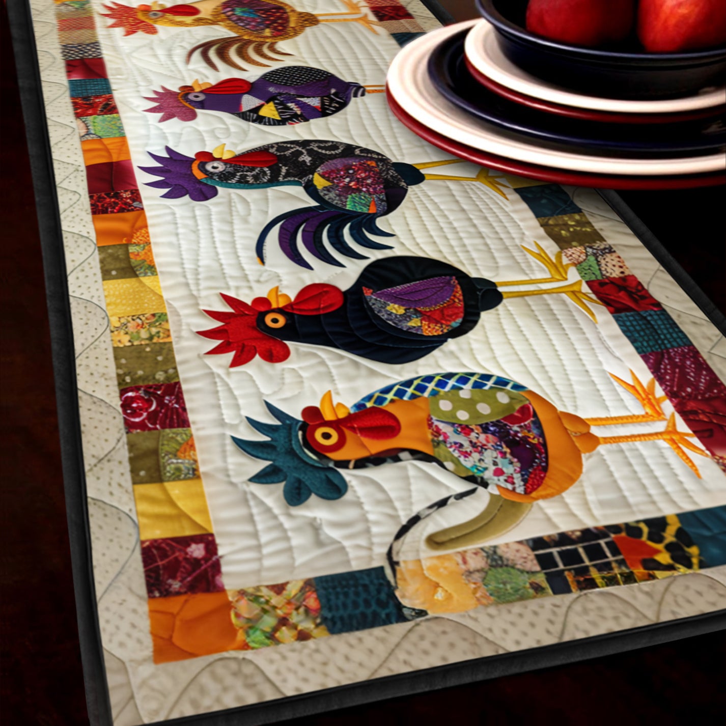 Rooster Parade Quilted Table Runner NCU0TH595 – Vantique
