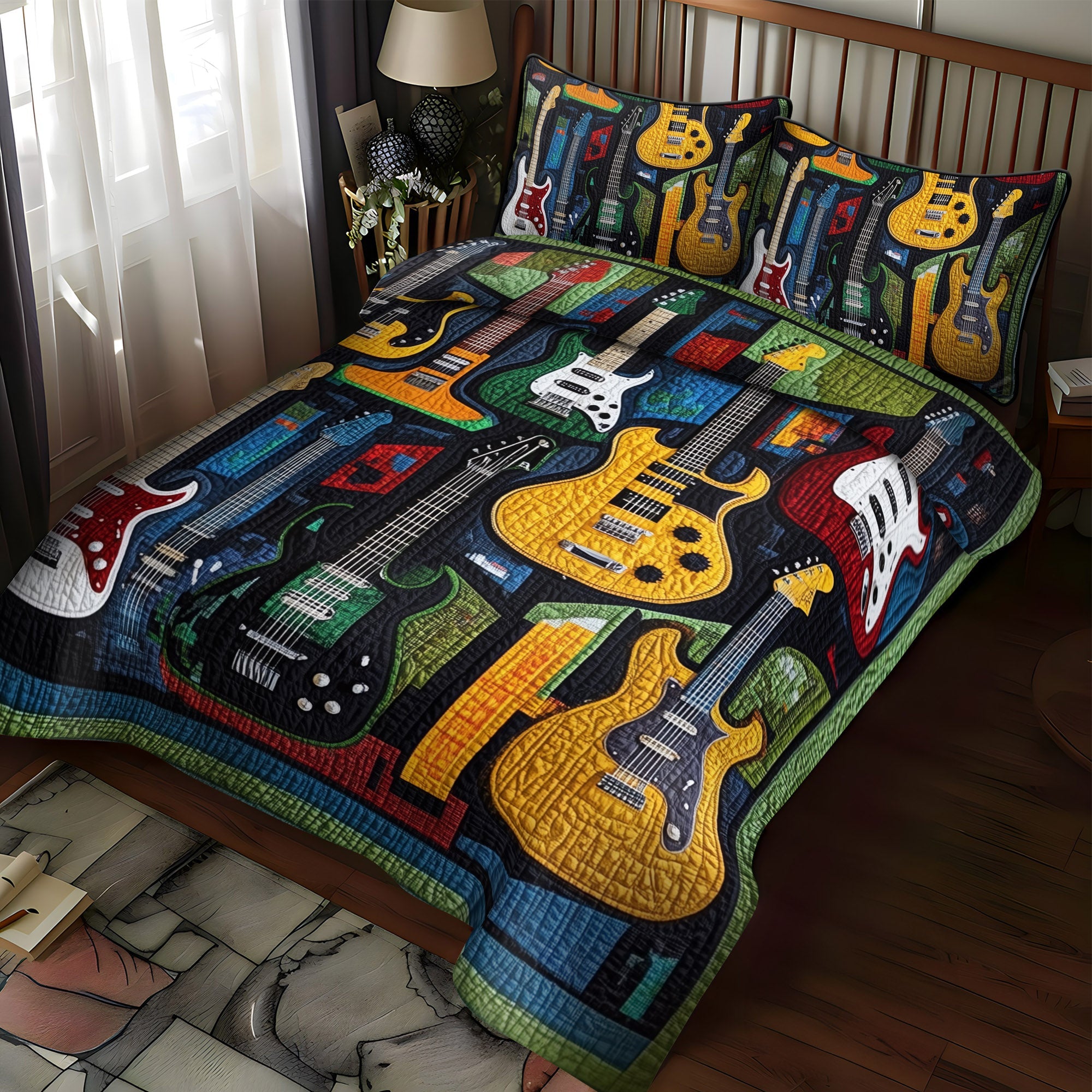 Acoustic Vibes 3-Piece Quilted Bedding Set NCU0PT1619 – Vantique
