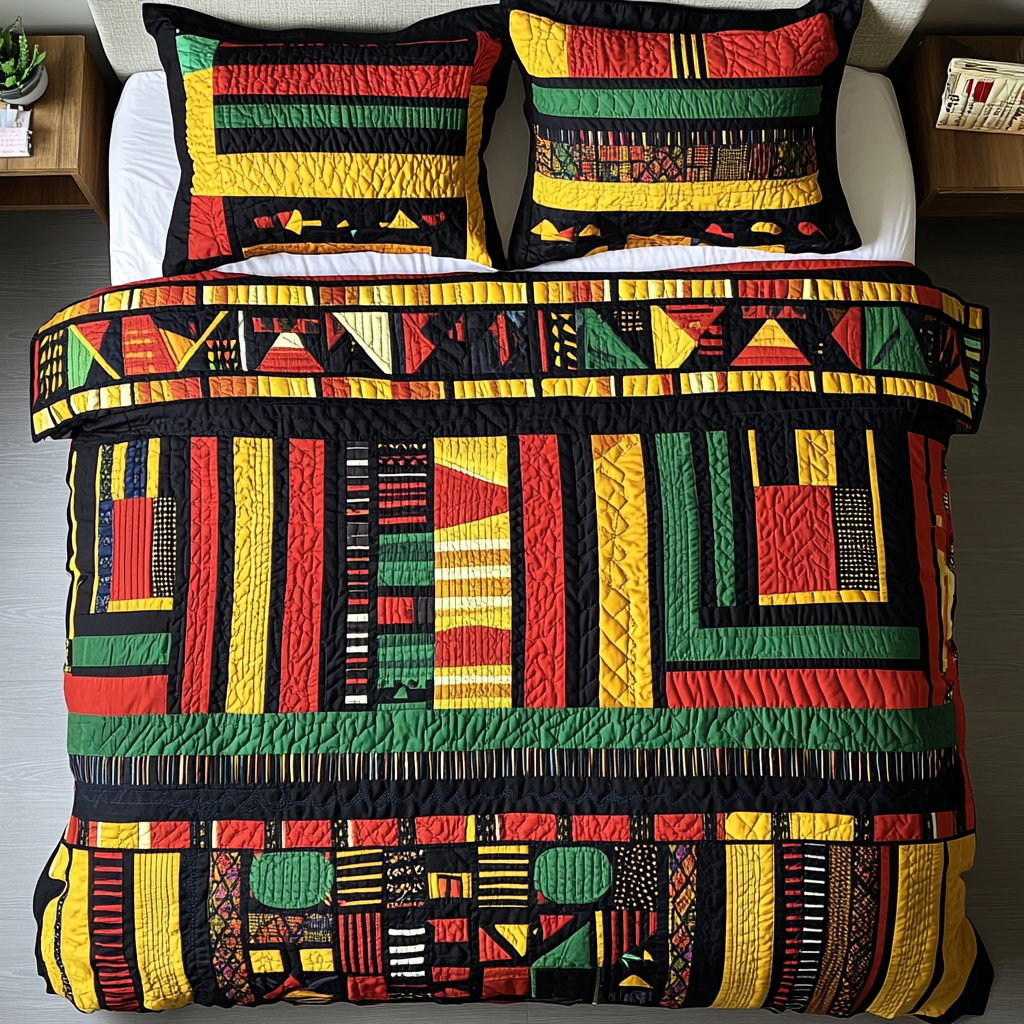 African Vibes 3-Piece Quilted Bedding Set NCU0DK7754 – Vantique