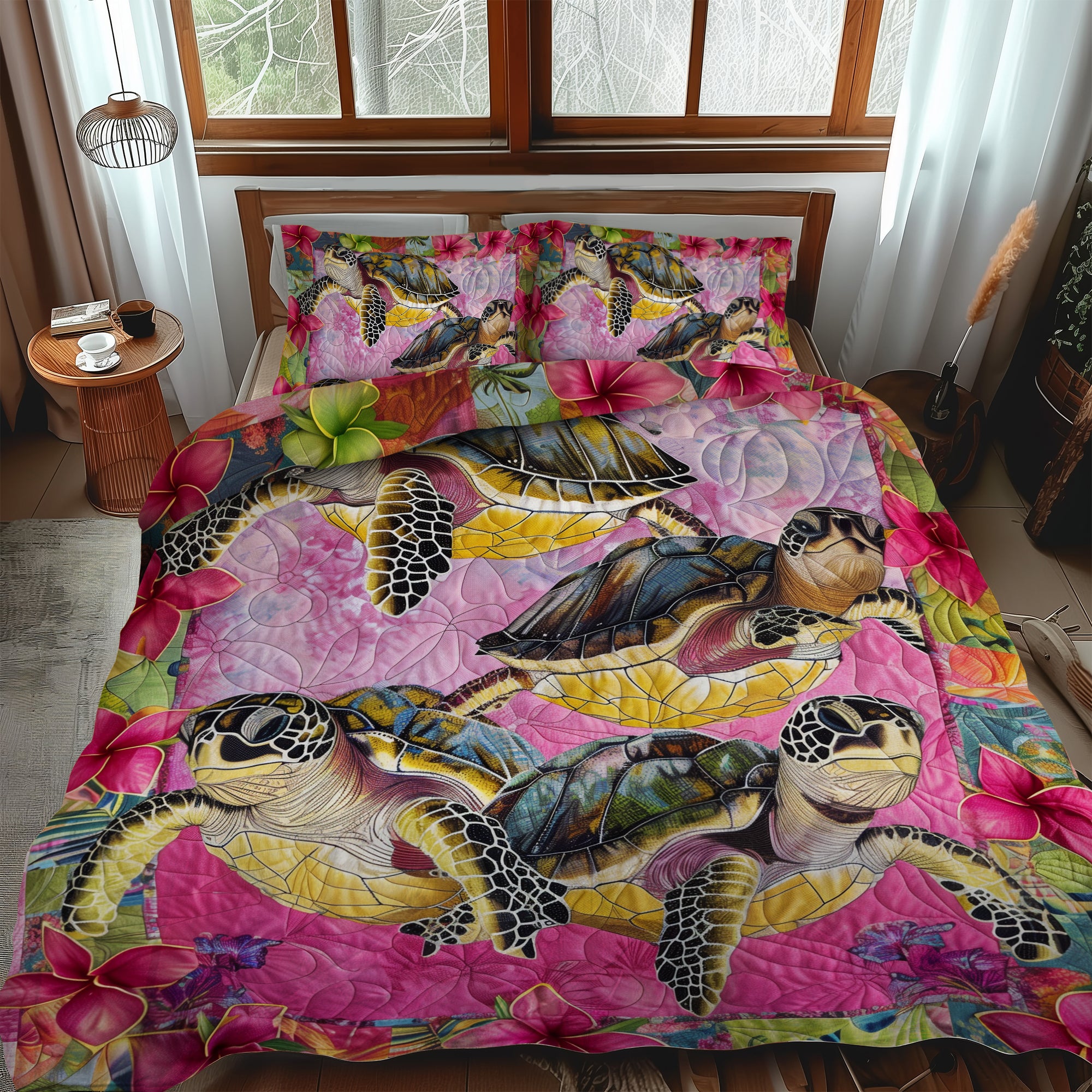 Aloha Turtle Dreams 3-Piece Quilted Bedding Set NCU0TL476 – Vantique