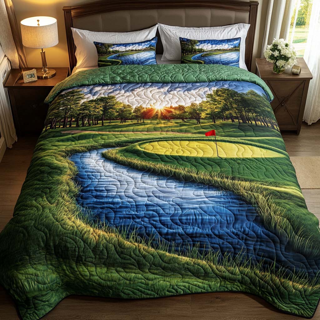 Alpine Golf Course 3-Piece Quilted Bedding Set NCU0NT7598 – Vantique