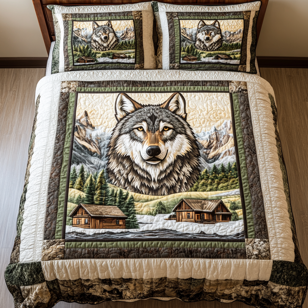 Alpine Howl 3-Piece Quilted Bedding Set NCU0DK2559 – Vantique