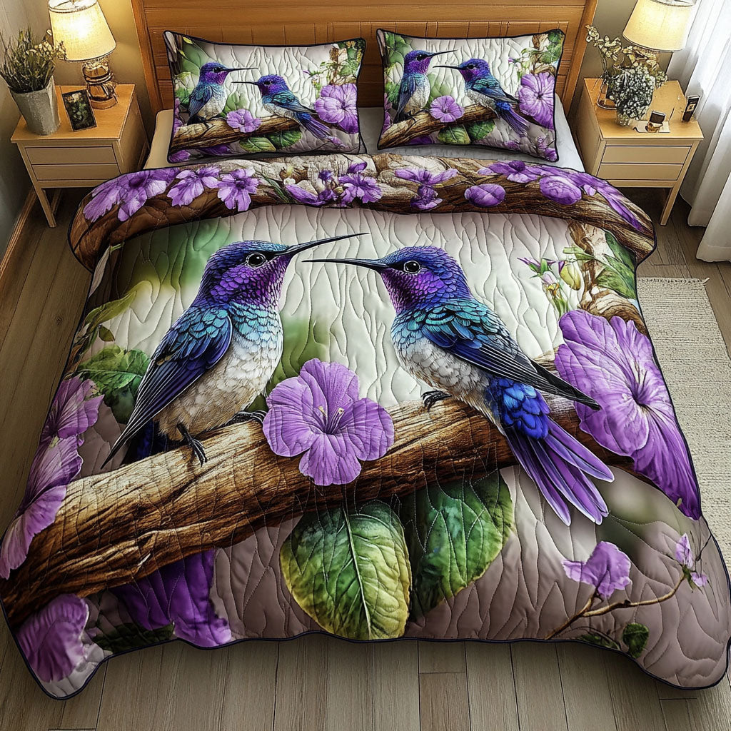 Amethyst Lovebirds 3-Piece Quilted Bedding Set NCU0NT5839 – Vantique