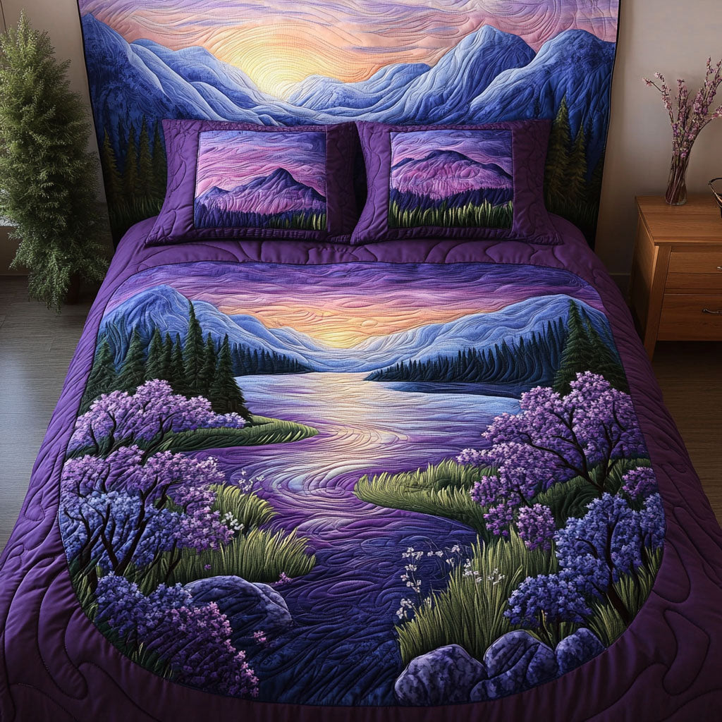 Amethyst Sunrise 3-Piece Quilted Bedding Set NCU0PT7148 – Vantique