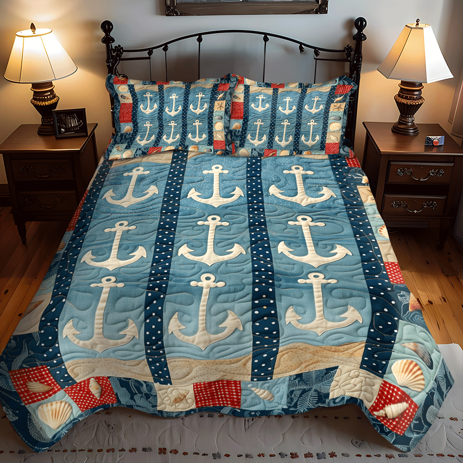 Anchors At Rest 3-Piece Quilted Bedding Set NCU0TH1225 – Vantique