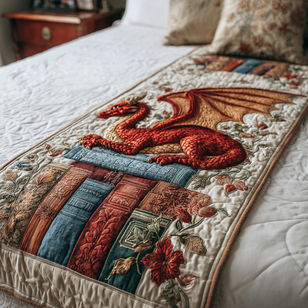 Ancient Dragon Tome Quilted Bed Runner NCU0TD1582 – Vantique
