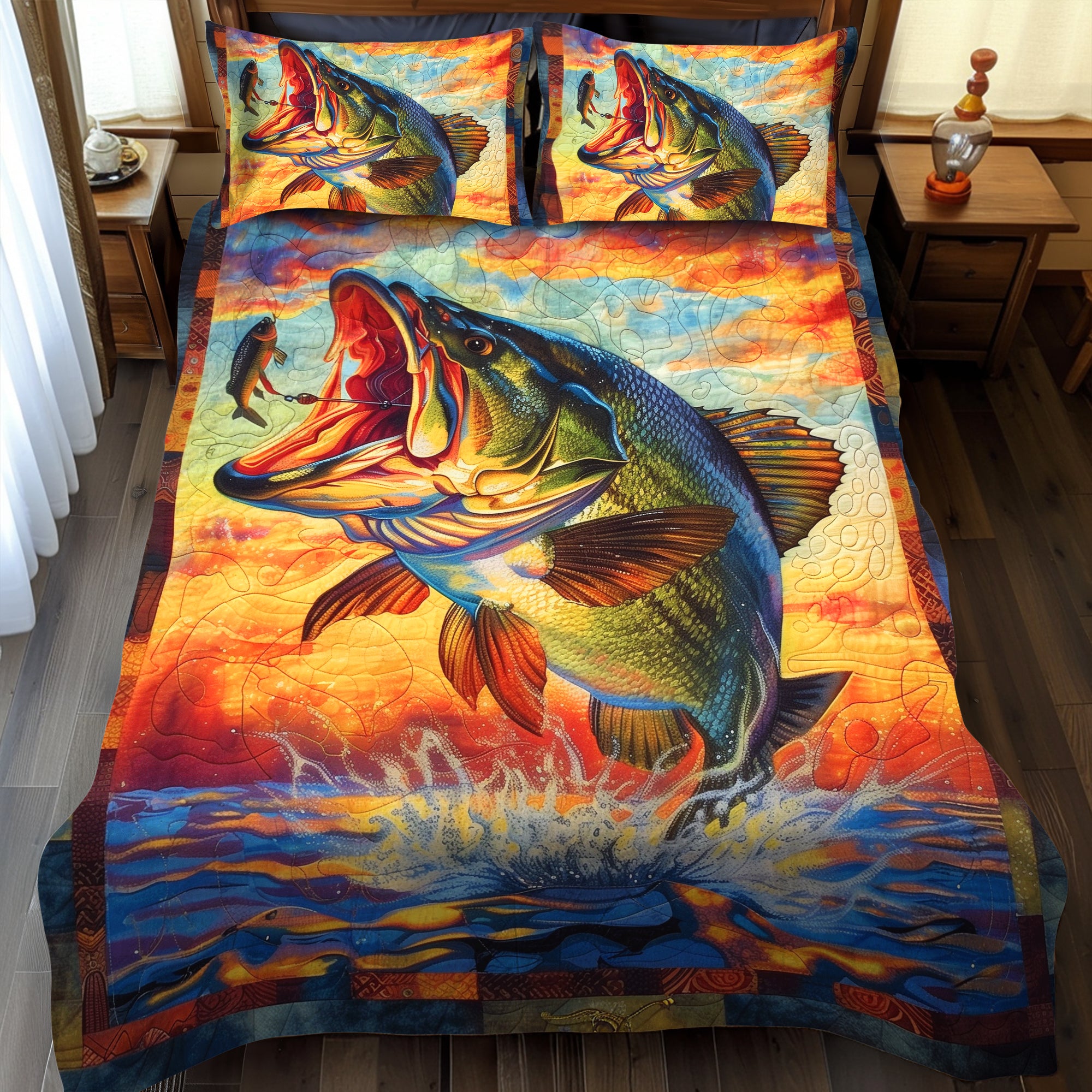 Angler's Dream 3-Piece Quilted Bedding Set NCU0TH934 – Vantique
