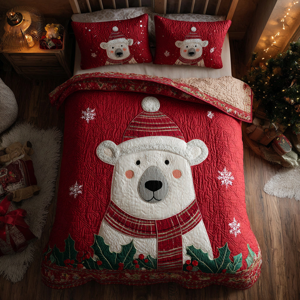Arctic Bear Joy 3-Piece Quilted Bedding Set NCU0HH1400 – Vantique