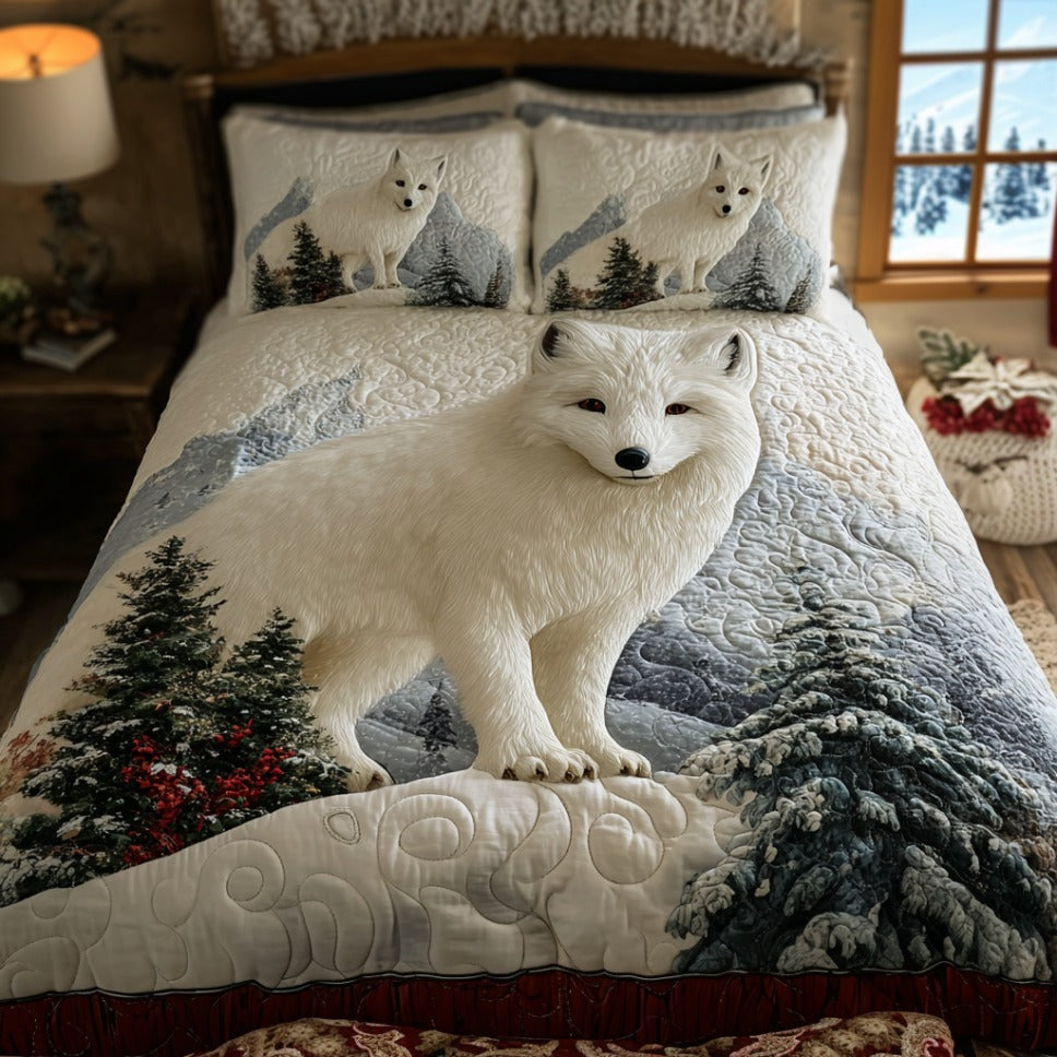 Arctic Fox Charm 3-Piece Quilted Bedding Set NCU0DV7558 – Vantique