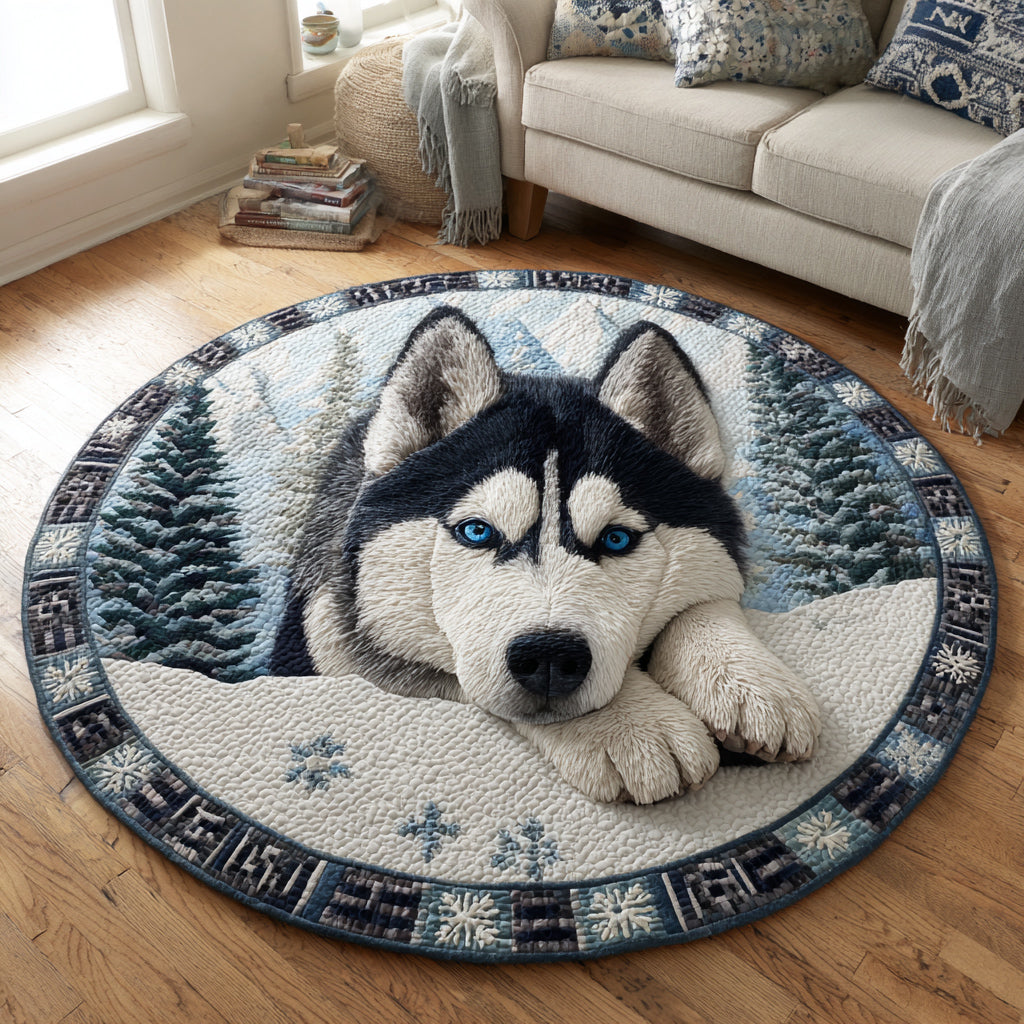 Arctic Husky Slumber Quilted Round Mat NCU0HH884 – Vantique