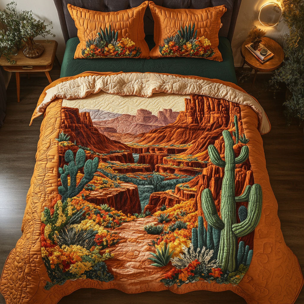Arizona Desert Bloom 3-Piece Quilted Bedding Set NCU0NT6185 – Vantique