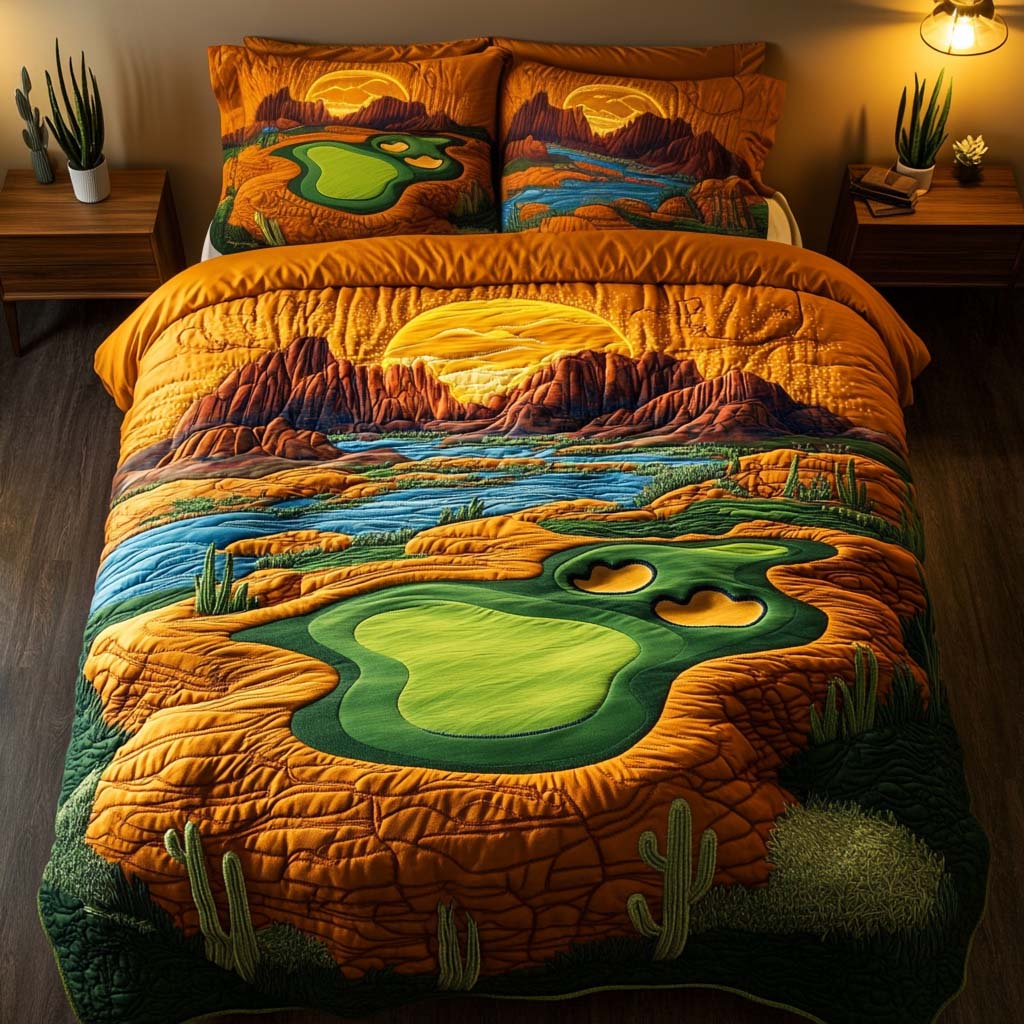 Arizona Golf Sunrise 3-Piece Quilted Bedding Set NCU0NT7559 – Vantique