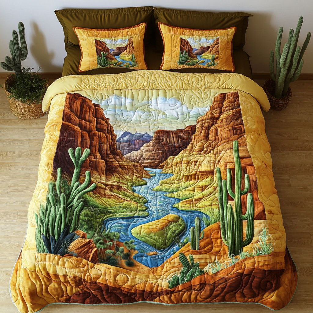 Arizona River Flow 3-Piece Quilted Bedding Set NCU0NT6190 – Vantique