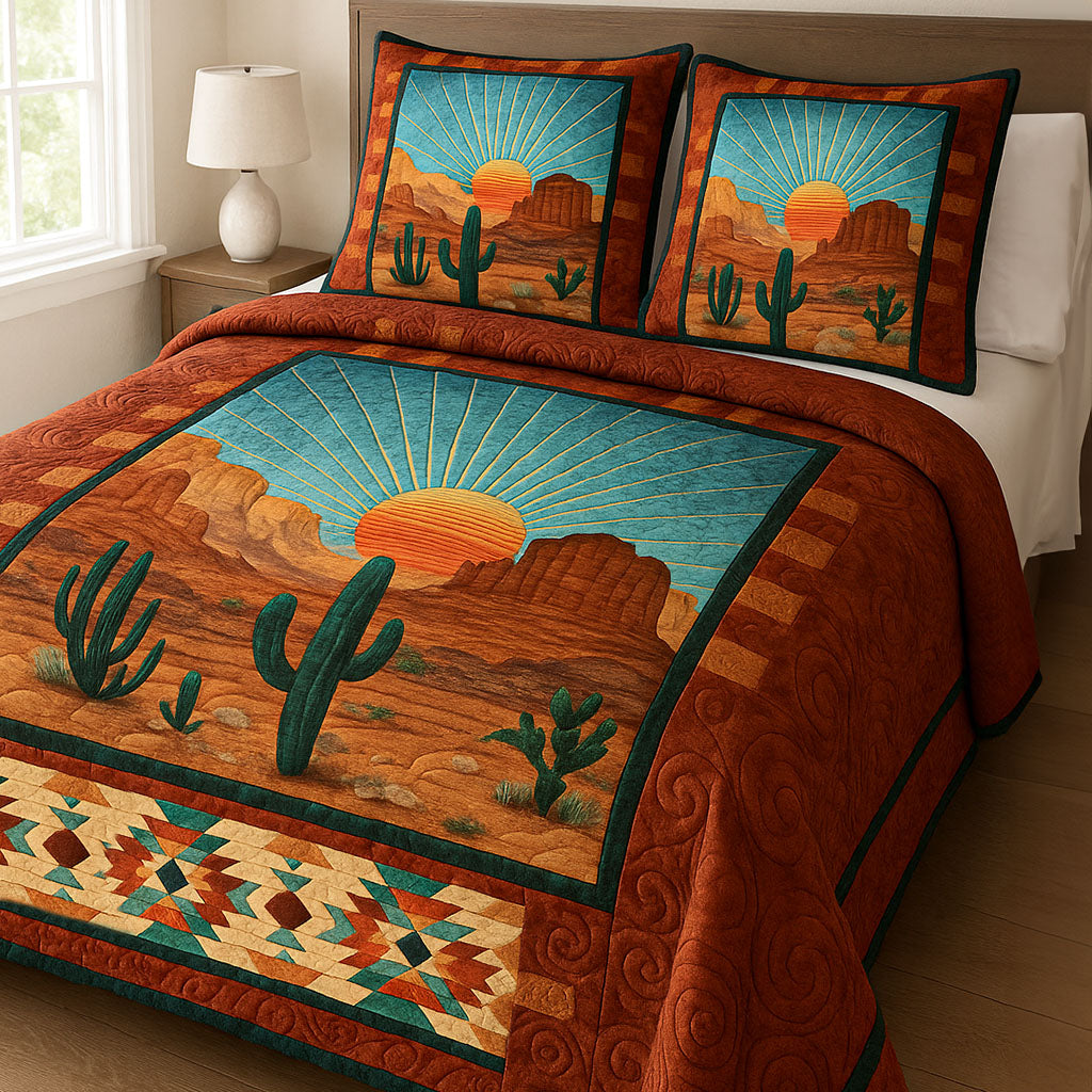 Arizona Sunset 3-Piece Quilted Bedding Set NCU0NT6161 – Vantique