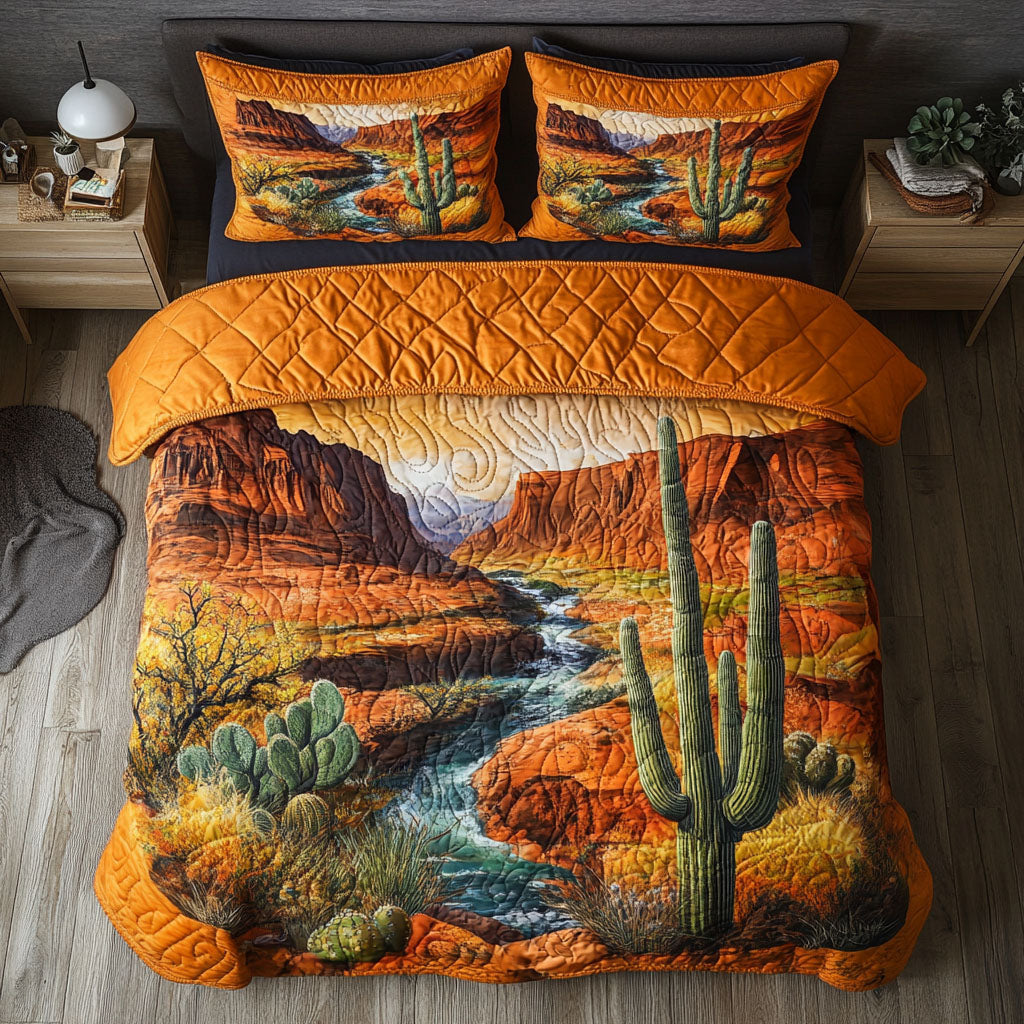 Arizona Sunset 3-Piece Quilted Bedding Set NCU0NT6192 – Vantique