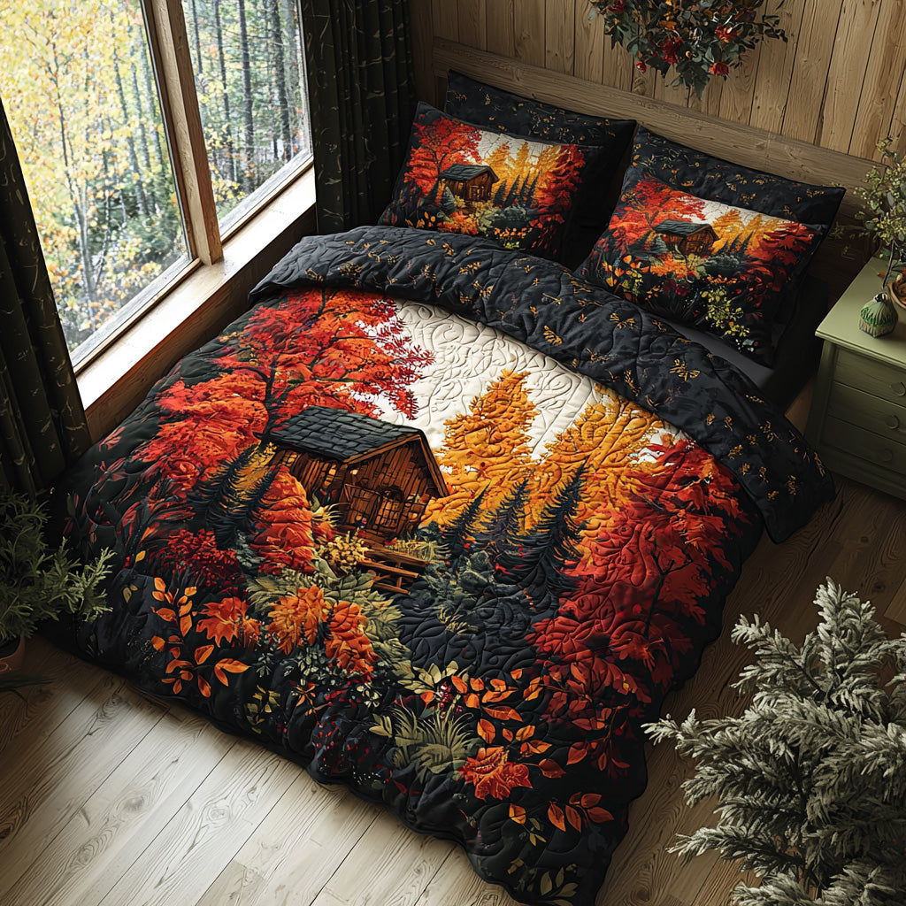 Autumn Log Cabin Echo 3-Piece Quilted Bedding Set NCU0DV7024 – Vantique