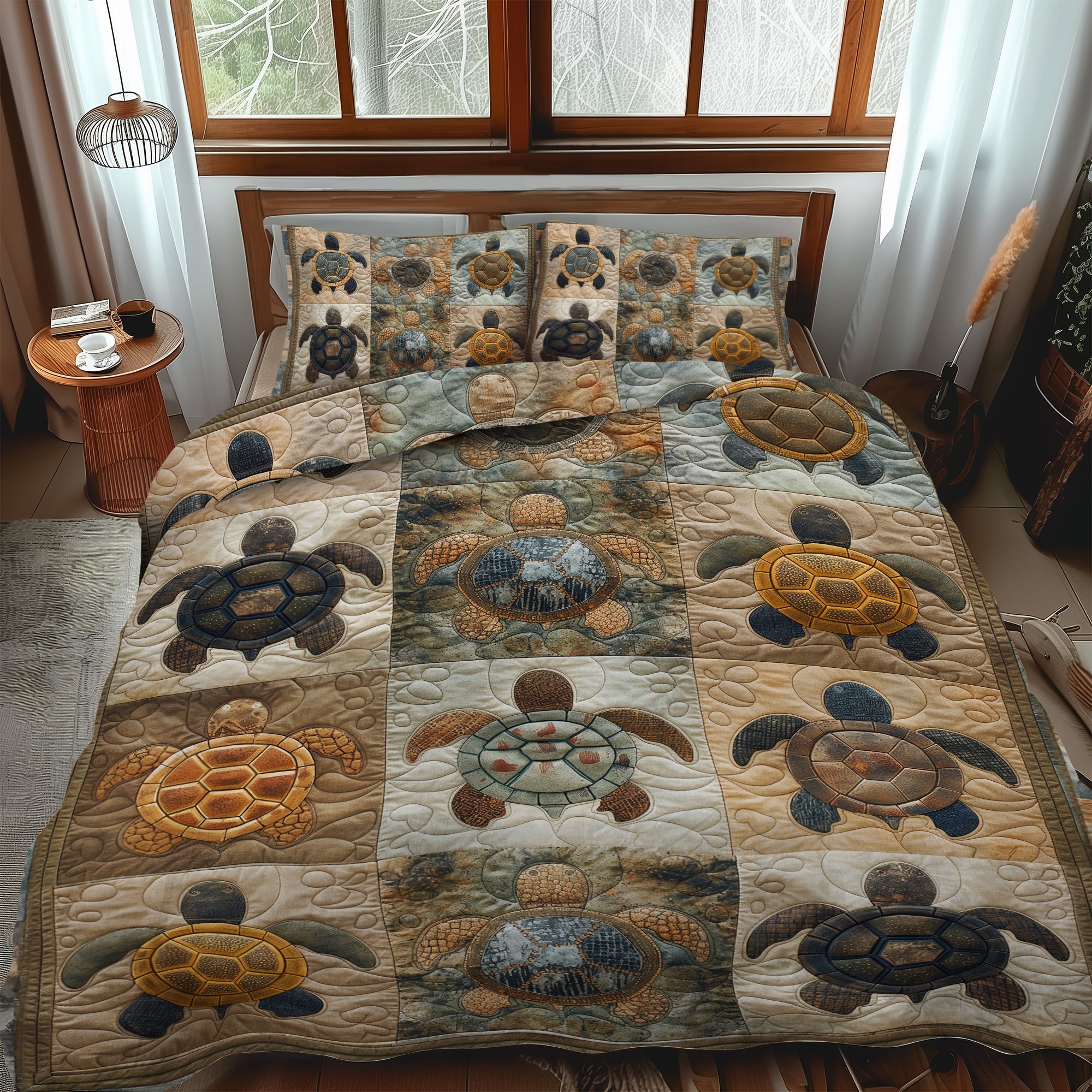 Turtle 3-Piece Quilted Bedding Set NCU0VT54 – Vantique