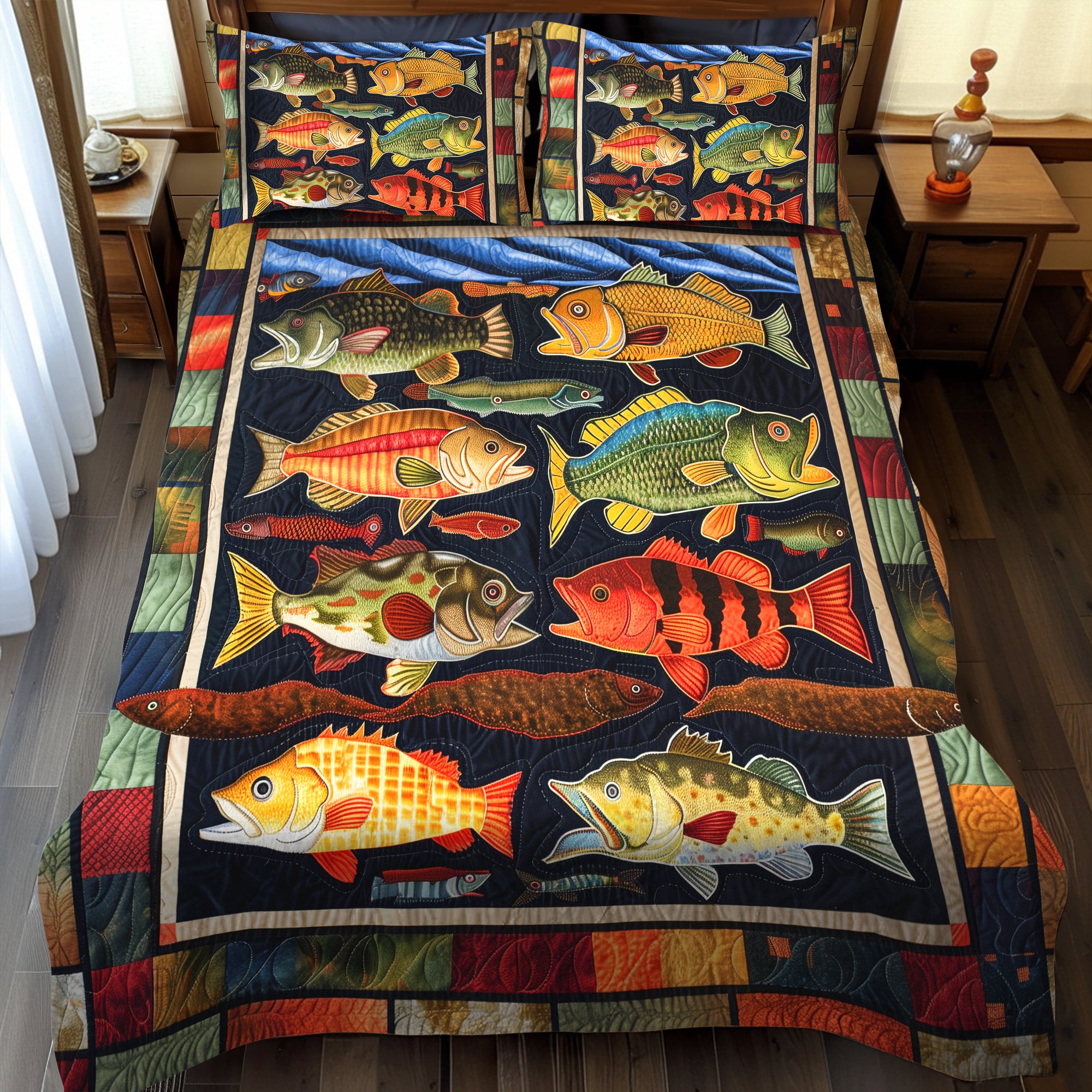 Bass Beats 3-Piece Quilted Bedding Set NCU0TH940 – Vantique
