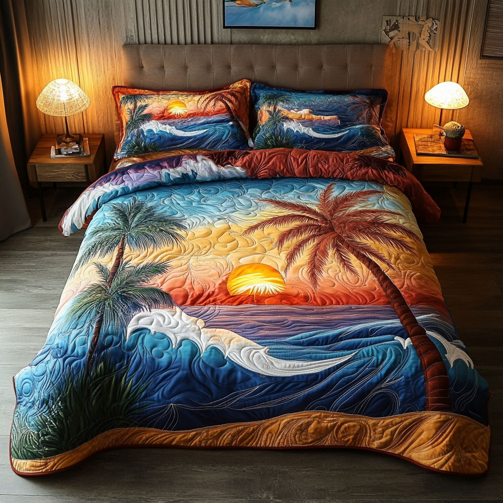 Beach Bliss 3-Piece Quilted Bedding Set NCU0VL2318 – Vantique
