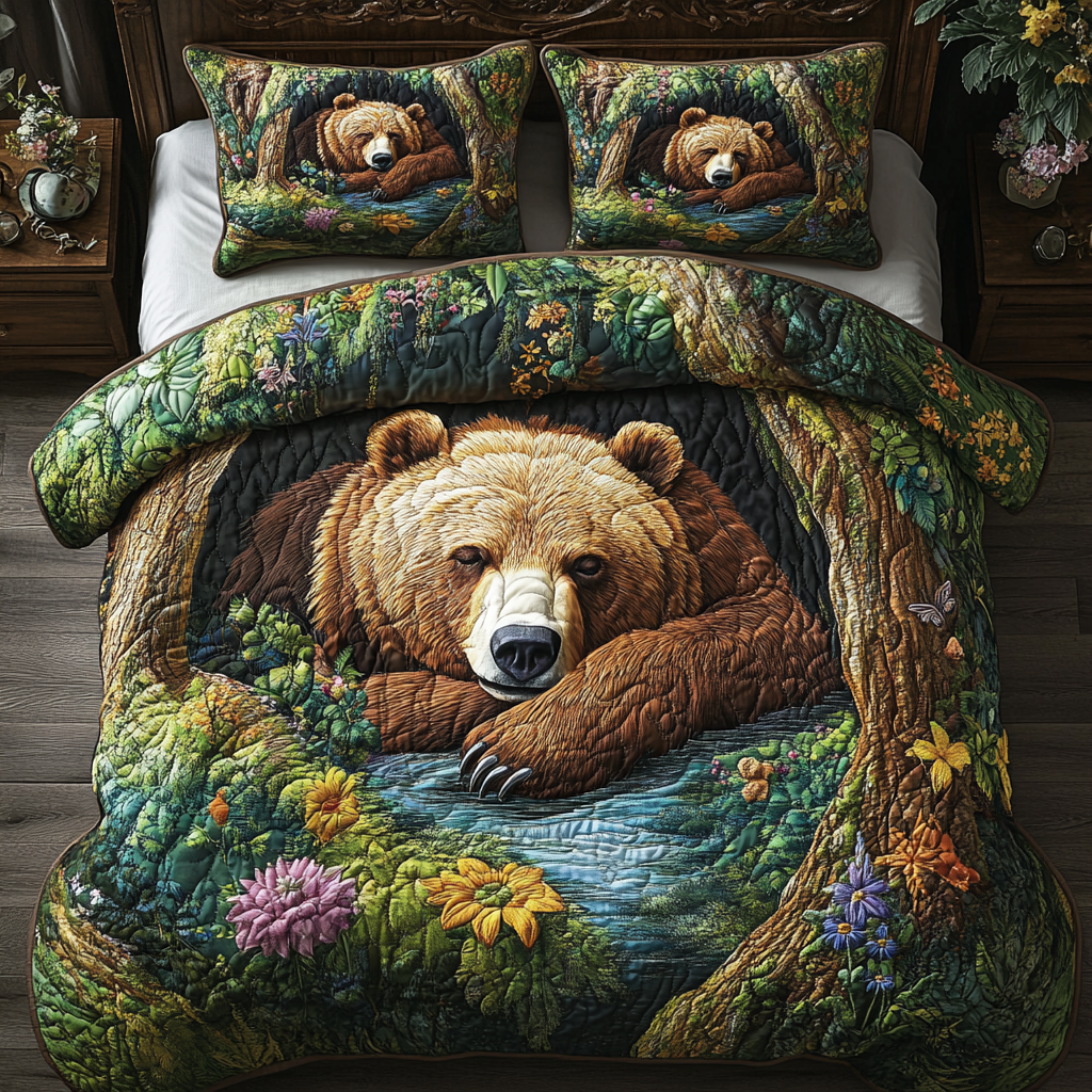 Bear Country 3-Piece Quilted Bedding Set NCU0DV3867 – Vantique