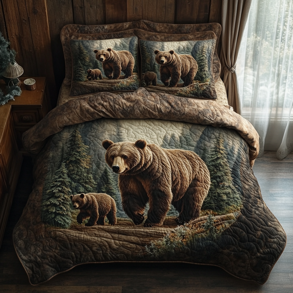 Bear Country 3-Piece Quilted Bedding Set NCU0DV4527 – Vantique