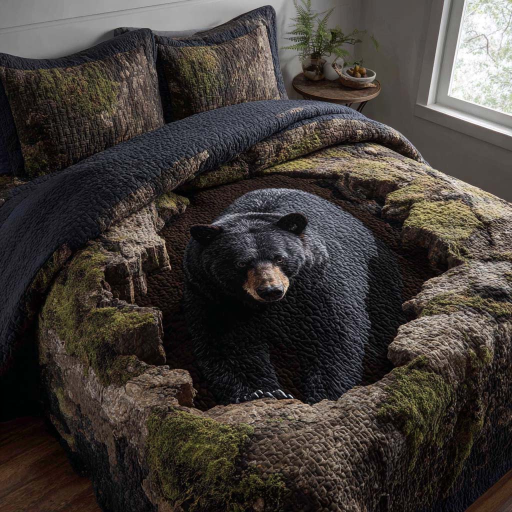 Bear Homestead 3-Piece Quilted Bedding Set NCU0NT11546 – Vantique