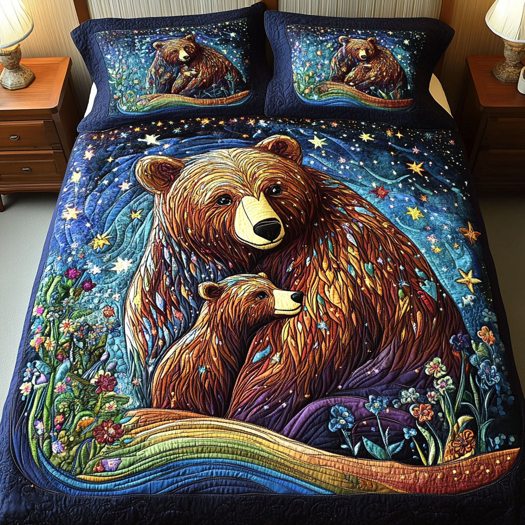 Bear Hug Bond 3-Piece Quilted Bedding Set NCU0NT2846 – Vantique