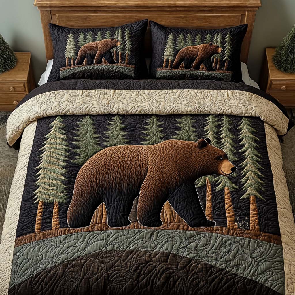 Bear Night 3-Piece Quilted Bedding Set NCU0NT10516 – Vantique