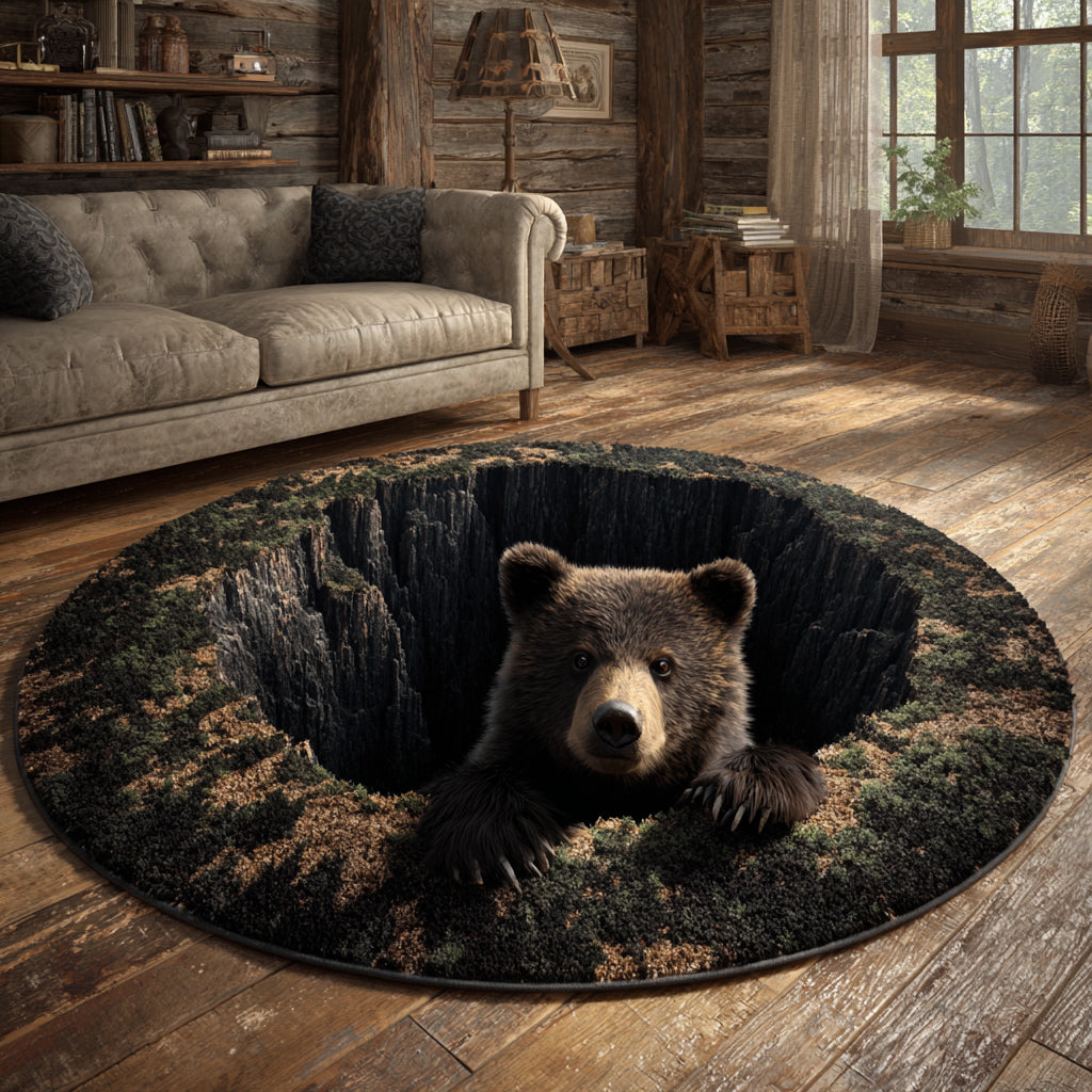 Bear Wilderness Hole Round Carpet NCU0HH827 – Vantique