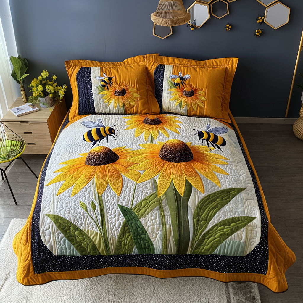 Bee Blossom 3-Piece Quilted Bedding Set NCU0PT6476 – Vantique