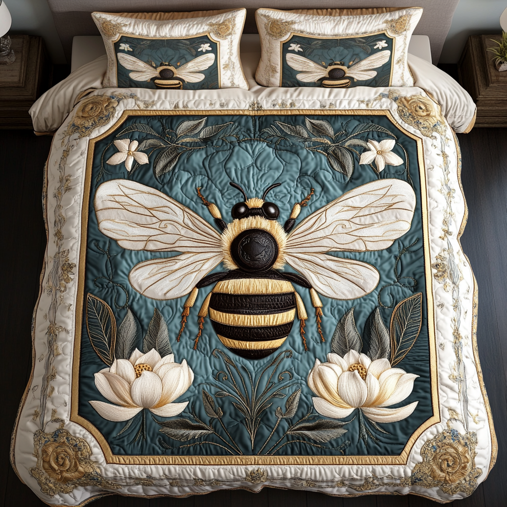 Bee Charm 3-Piece Quilted Bedding Set NCU0VH1742 – Vantique