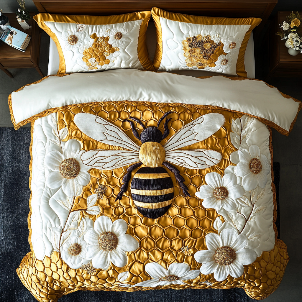 Bee Flight 3-Piece Quilted Bedding Set NCU0DK8230 – Vantique