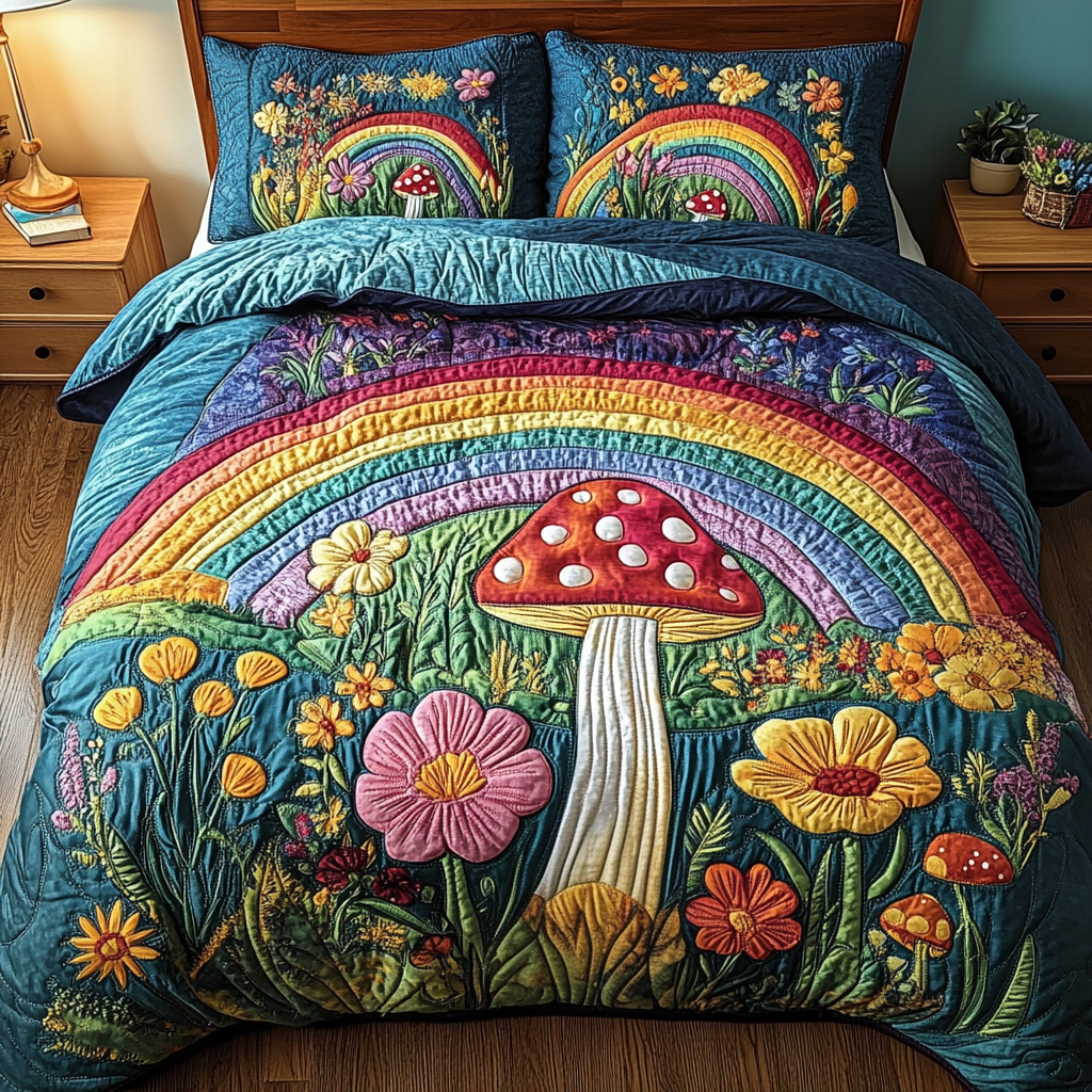 Bloom Glow 3-Piece Quilted Bedding Set NCU0VH2598 – Vantique