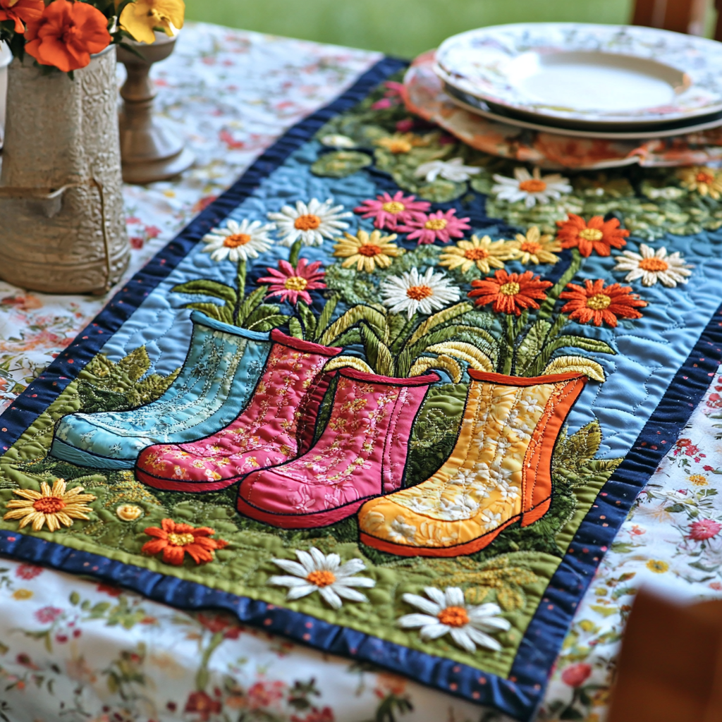 Blossom Boots Quilted Table Runner NCU0VH2831 – Vantique