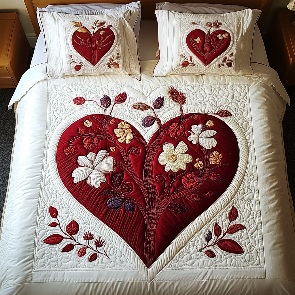Blushing Love 3-Piece Quilted Bedding Set NCU0VH1366 – Vantique