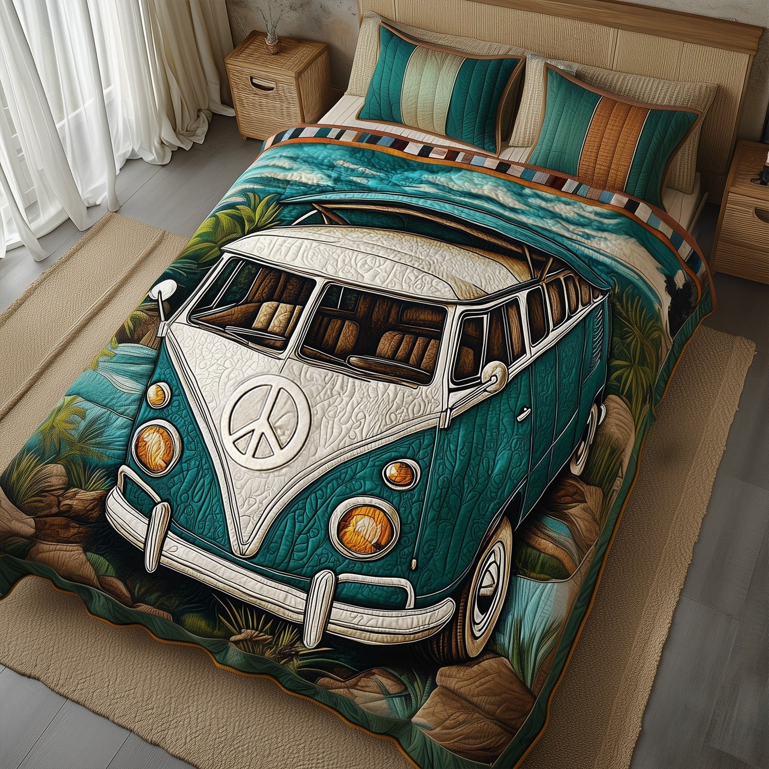 Bohemian Road Trip 3-Piece Quilted Bedding Set NCU0PT3724 – Vantique