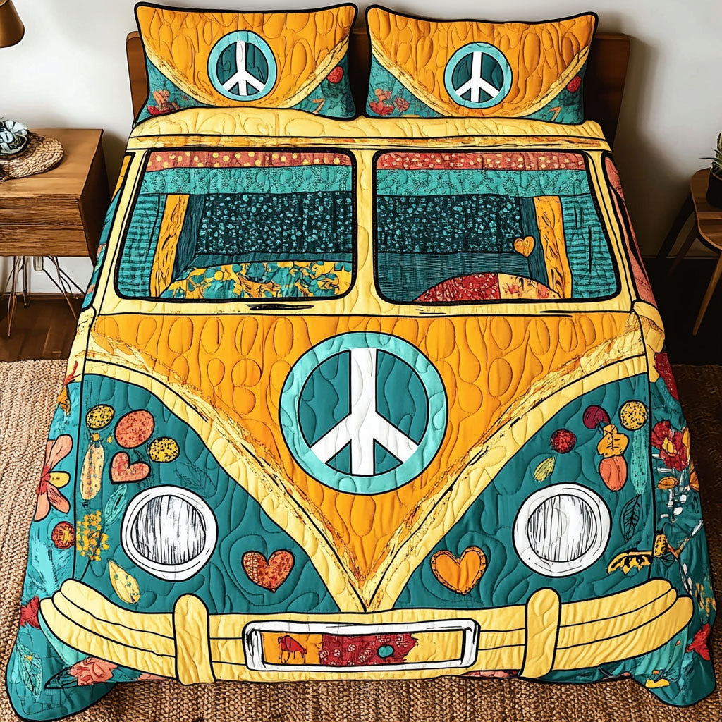 Boho Love Bus 3-Piece Quilted Bedding Set NCU0NT4032 – Vantique