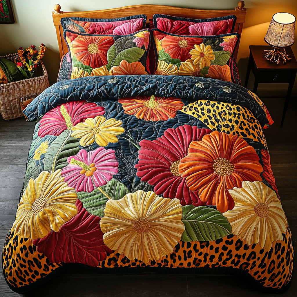Bold Blossoms 3-Piece Quilted Bedding Set NCU0DK6195 – Vantique