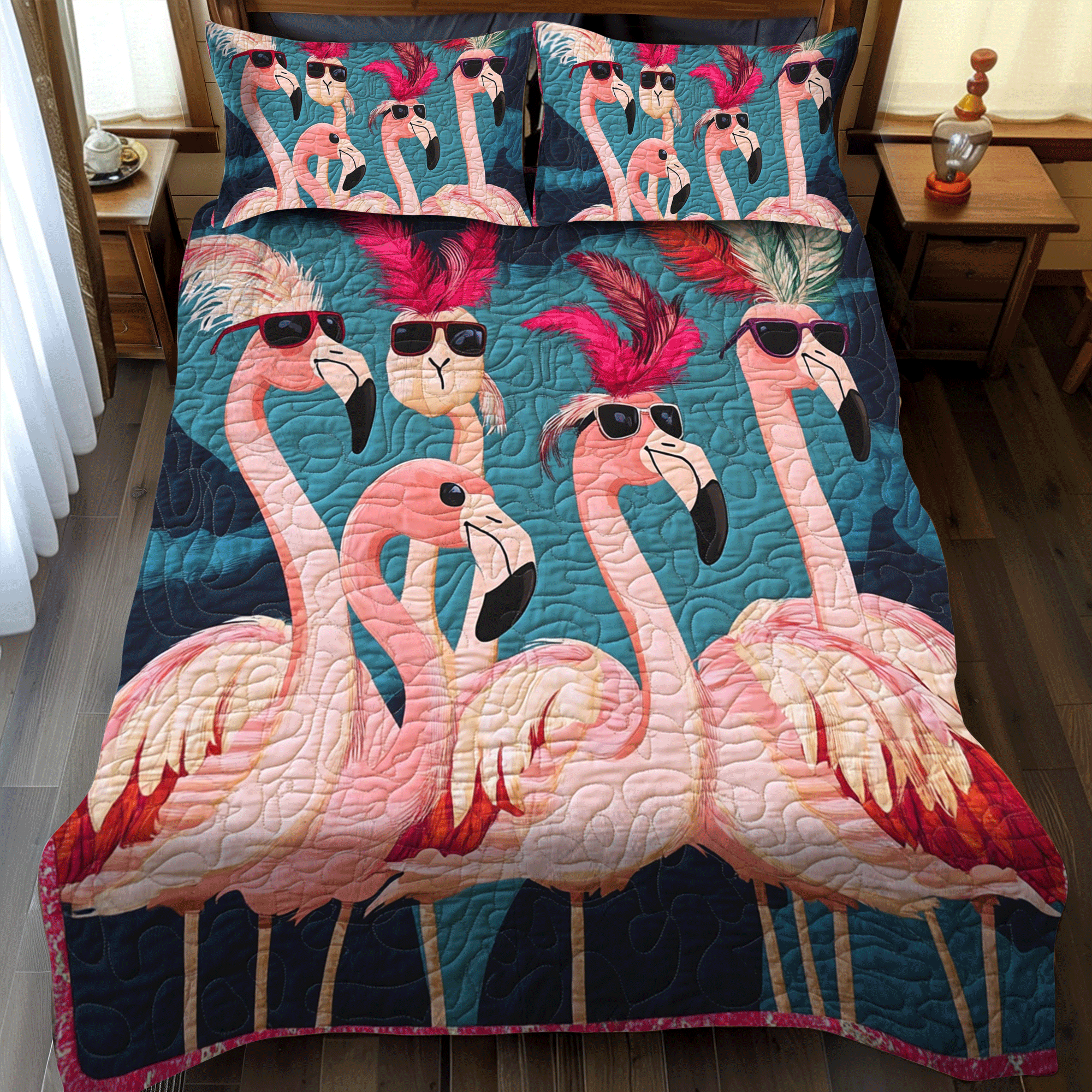 Bold Flamingo Vibrant 3-Piece Quilted Bedding Set NCU0PD510 – Vantique