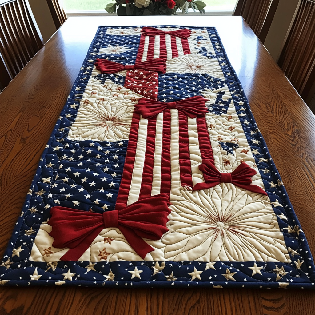 Bold Ribbon Quilted Table Runner NCU0DK8506 – Vantique