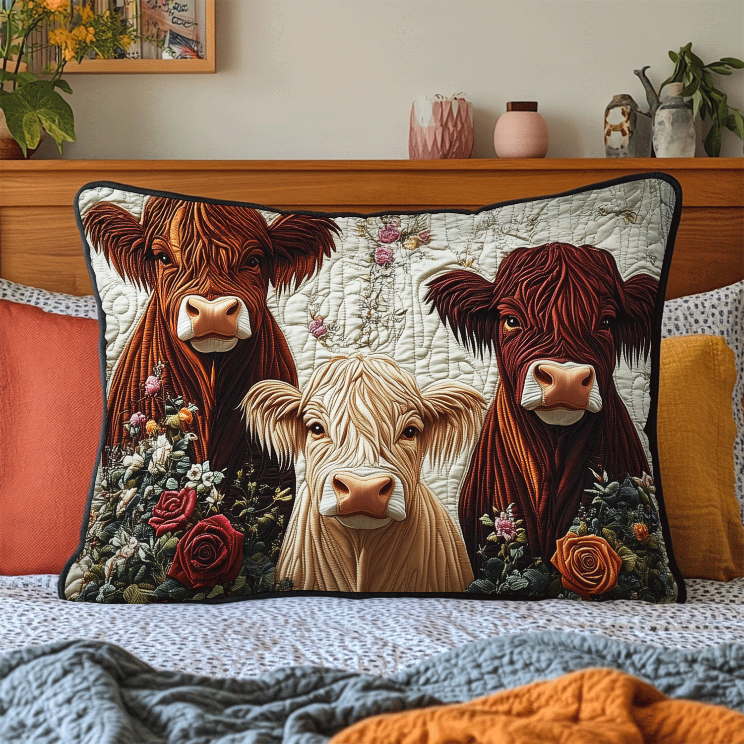 Bonnie Bovine Quilted Bedding Pillow Case NCU0DV3564 – Vantique