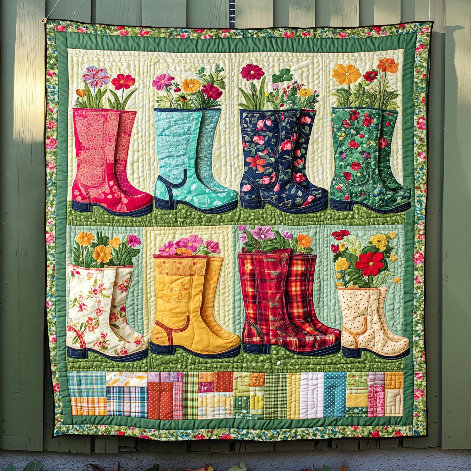 Boots in Bloom Quilted Blanket NCU0TH1444 – Vantique